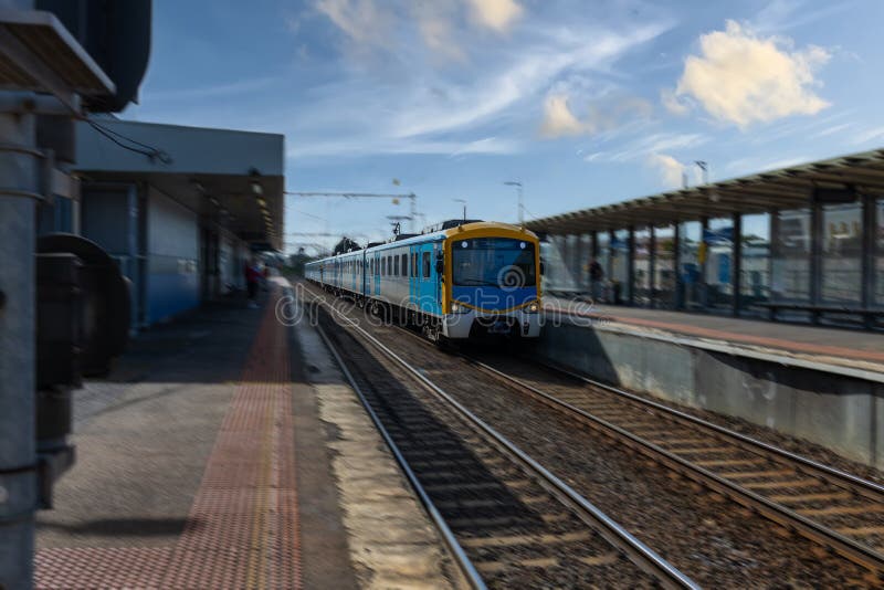 Commuter Train Approaching a Train Station in Melbourne Victoria ...