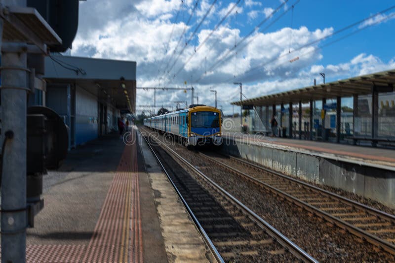 Commuter Train Approaching a Train Station in Melbourne Victoria ...