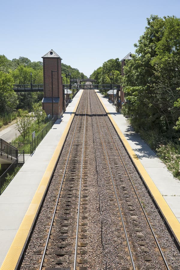 Commuter Train Tracks Station Stock Image - Image of transportation ...