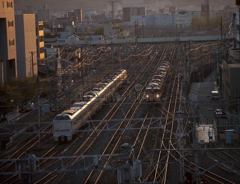 Commuter Trains, Kyoto, Japan. Stock Image - Image of electric, railway ...