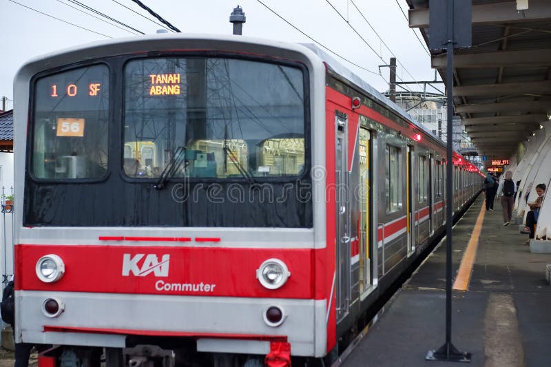 CommuterLine Train Stops at Station KA Indonesia Editorial Photo ...