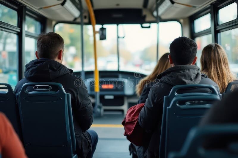 Commuters on a Bus stock image. Image of city, commuters - 362750809