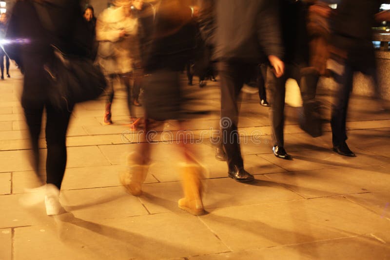 Commuters on London Bridge at Night Stock Image - Image of london ...