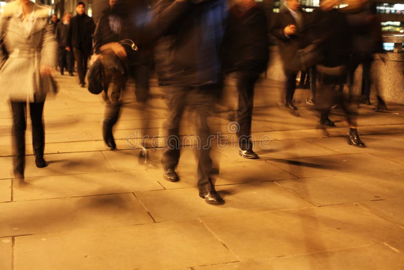 Commuters on London Bridge at Night Stock Photo - Image of busy, life ...