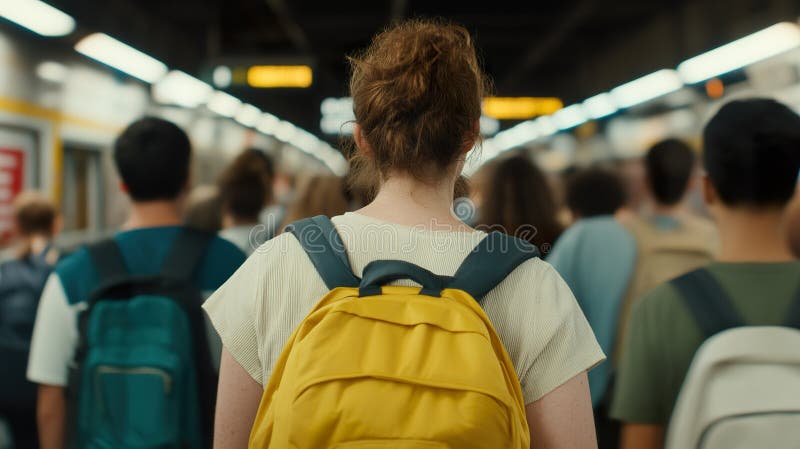 Commuters Navigating Busy Subway Station during Rush Hour in Urban ...