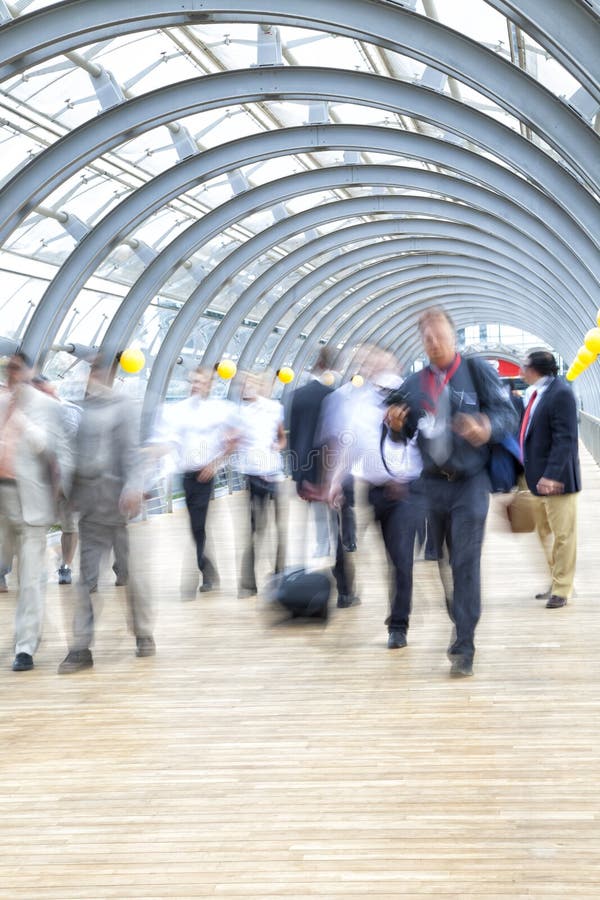 Commuters Rushing in Corridor, Motion Blur Stock Image - Image of ...