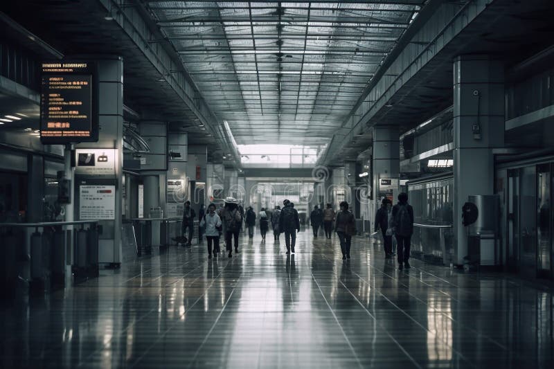Commuters Inside a Public Subway Transportation Station, Generative AI ...