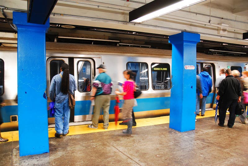 Commuting on the Blue Line editorial stock photo. Image of east - 83204458