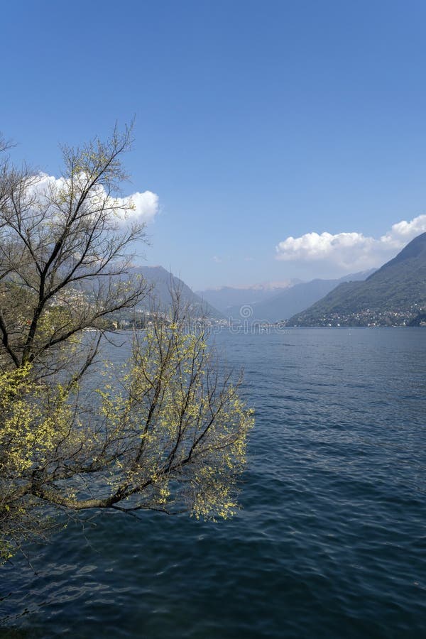 Spring View of Lake Como from the Town of Como Stock Image - Image of ...