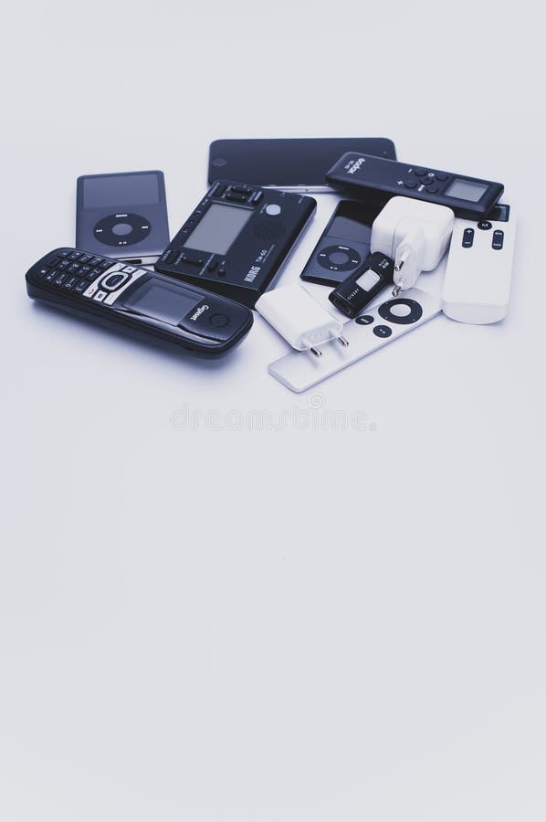 Gadgets and Consumer Electronics Devices on a White Background with ...