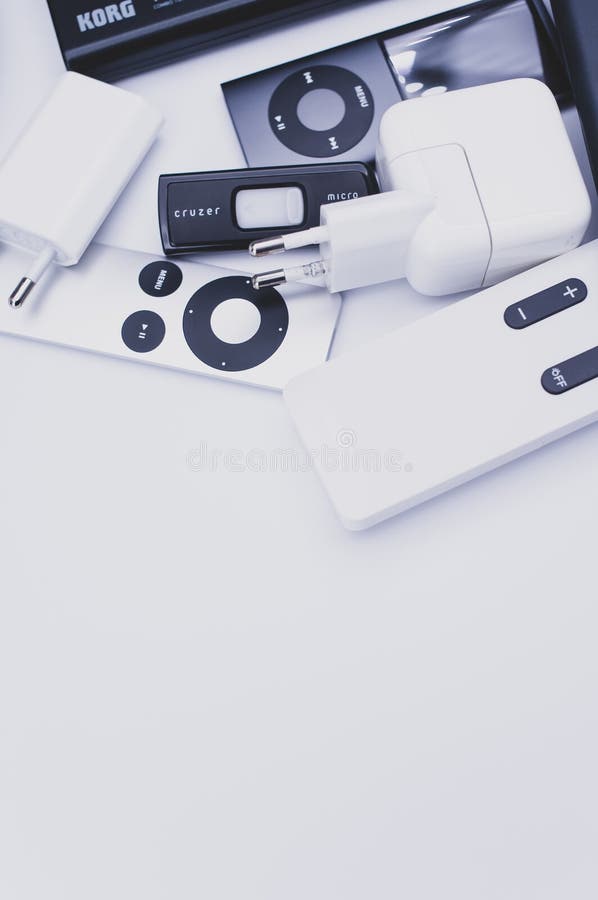 Gadgets and Consumer Electronics Devices on a White Background with ...