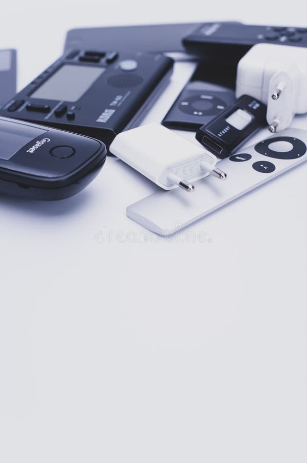 Gadgets and Consumer Electronics Devices on a White Background with ...