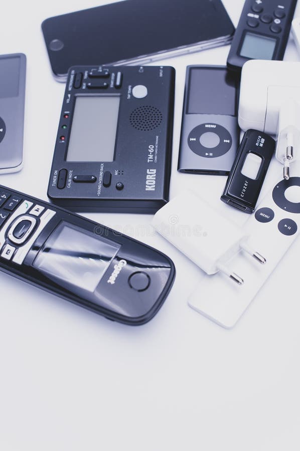 Gadgets and Consumer Electronics Devices on a White Background with ...