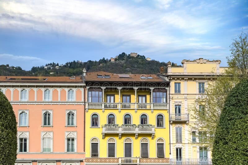 Como, in Italy, Typical Houses Stock Photo - Image of nature, bellagio ...