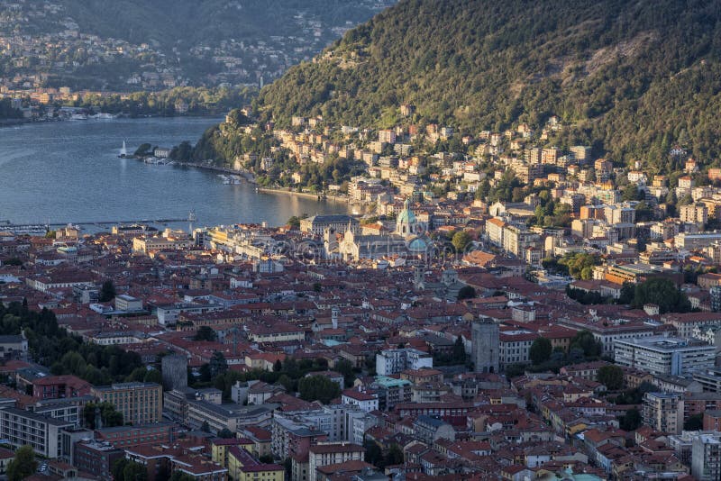Como Lake. Italy. Panoramic View of the City of Como from the Baradello ...