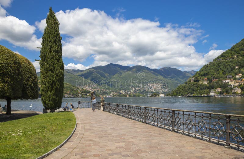 Como - the Promenade and Lake Como Editorial Photography - Image of ...