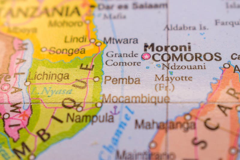 Comoras En El Mapa Mundial stock de ilustración. Ilustración de cierre ...