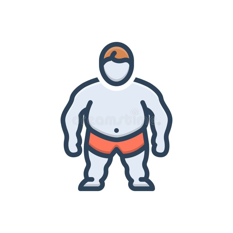 Color Illustration Icon for Comorbidity, Overweight and Chunky Stock ...