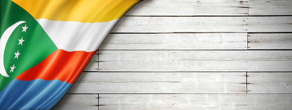 Comorian Flag on Old White Wall Banner Stock Image - Image of nation ...