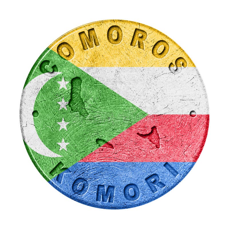 Comoros Flag Button with Map Stock Illustration - Illustration of ...