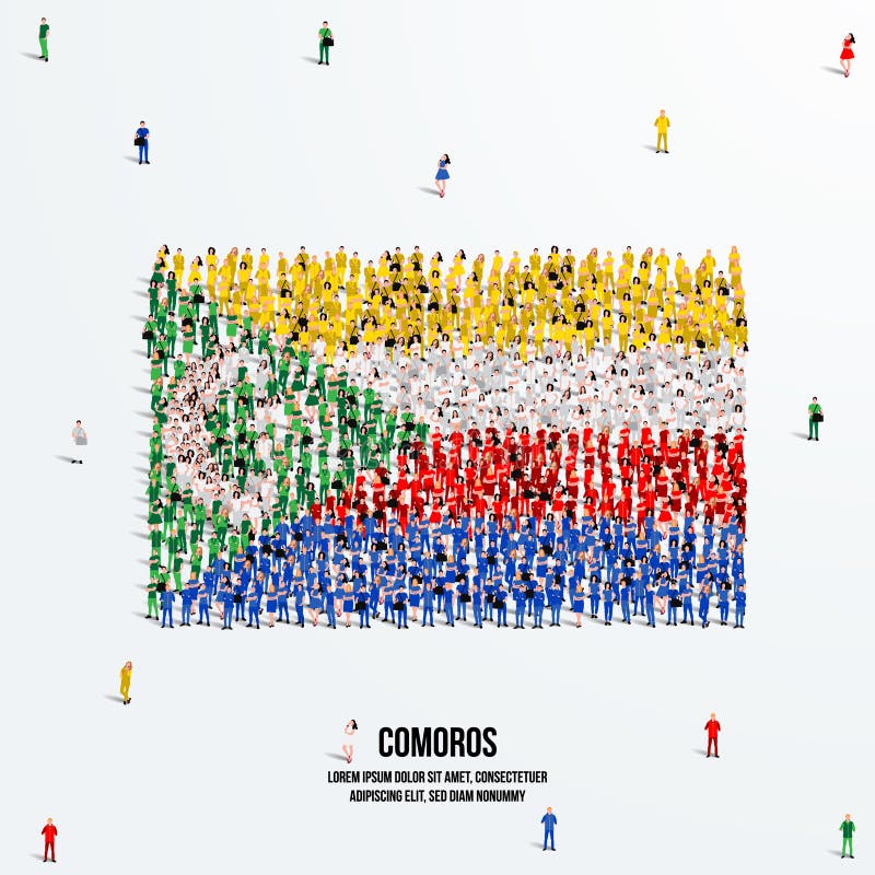 Comoros Flag. a Large Group of People Form To Create the Shape of the ...