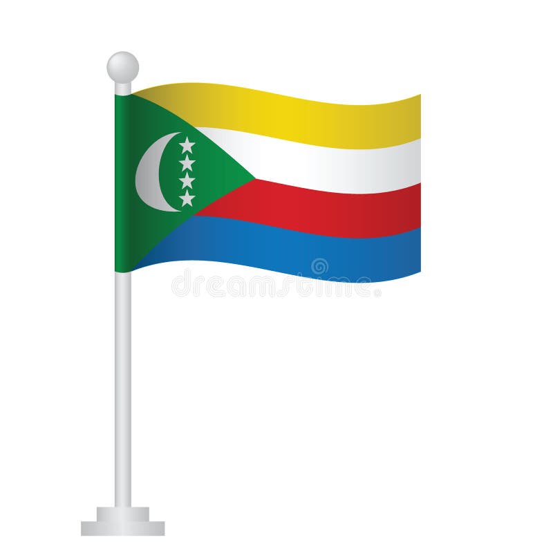 Comoros Flag. National Flag of Comoros on Pole Vector Stock Vector ...