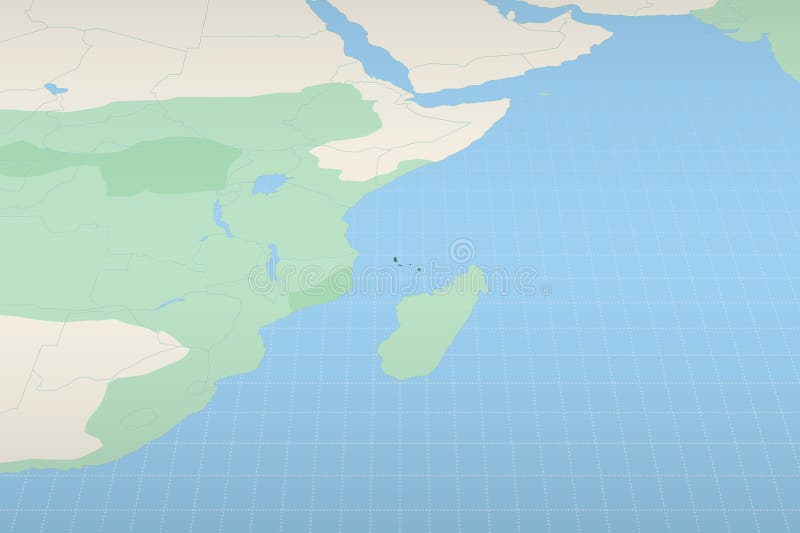 Comoros Highlighted on a Detailed Map, Geographic Location of Comoros ...
