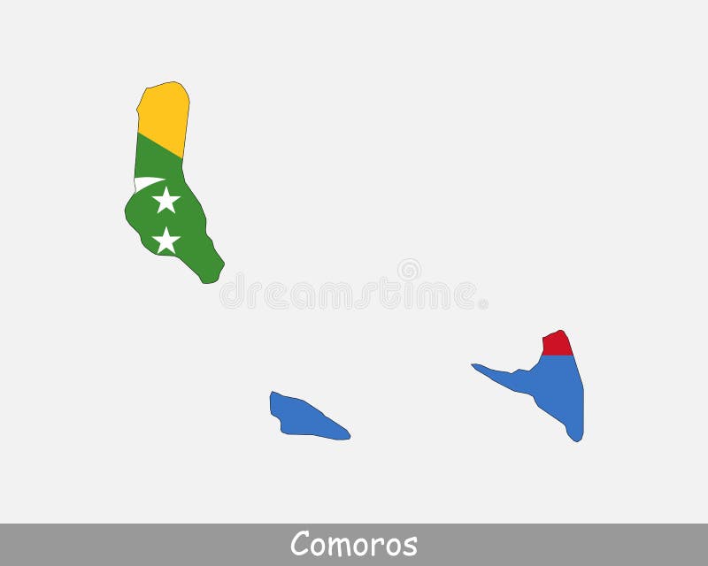 Comoros Map Flag. Map of Comoros with the Comorian National Flag ...