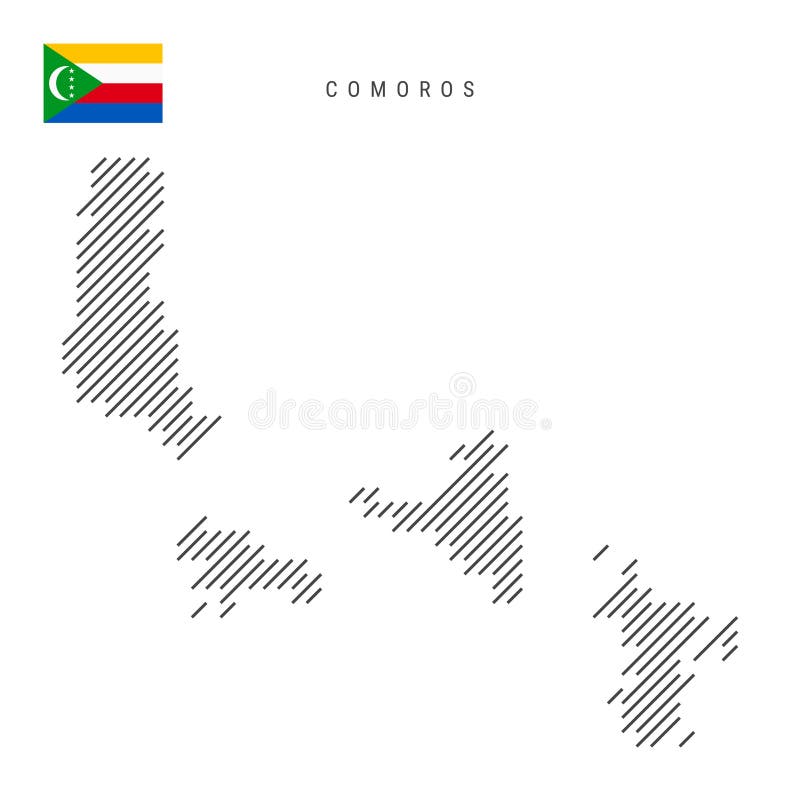Comoros Map from Pattern of Black Slanted Parallel Lines. Flat Vector ...