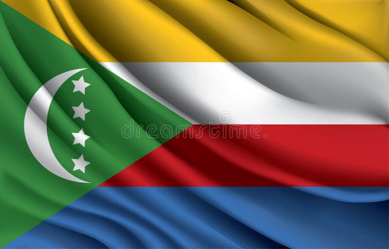 Comoros National Flag Waving Realistic Vector Illustration Stock Vector ...