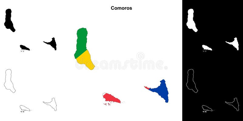 Comoros outline map stock illustration. Illustration of contour - 323783778