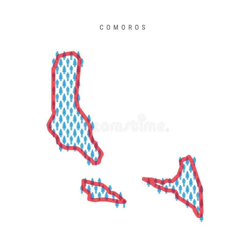 Comoros Population Map. Stick Figures Comoros People Map. Pattern of ...