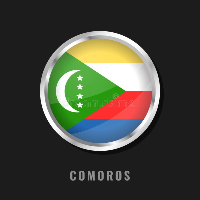 Comoros Round Framed National Flag. Circular Glossy Flag of Comoros Stock Vector - Illustration ...
