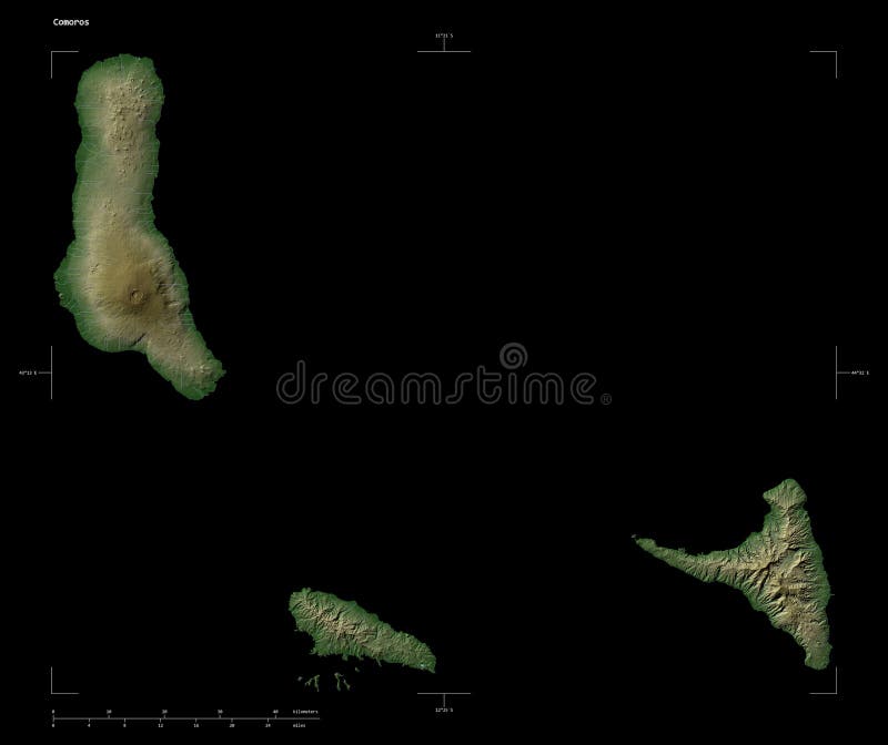 Comoros Shape on Black. Pale Stock Illustration - Illustration of land ...