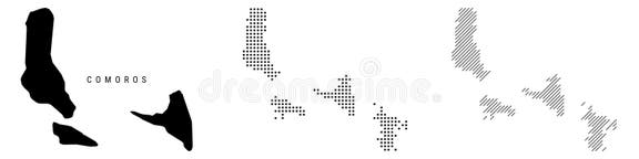 Comoros Silhouette Map and Two Patterns of Dots and Slanted Lines. Flat ...