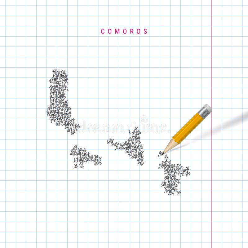Scribble Map of Comoros Design Template. Stock Vector - Illustration of ...