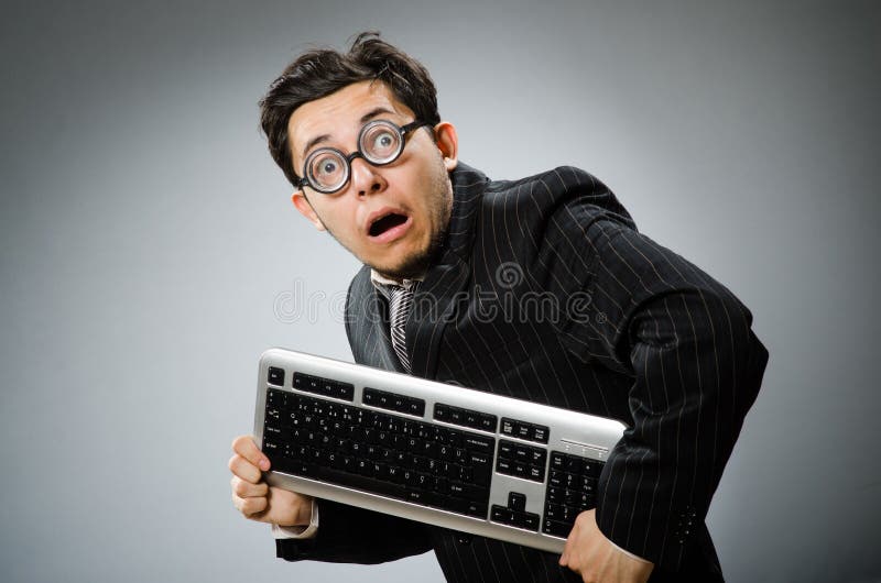 Comouter Geek with Computer Stock Image - Image of cute, communication ...
