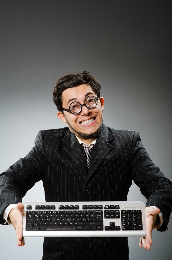 Comouter Geek with Computer Stock Photo - Image of businessman ...
