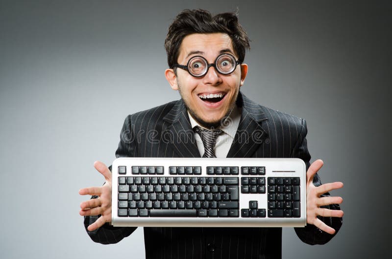 Comouter Geek with Computer Stock Photo - Image of hacker, cute: 44535238