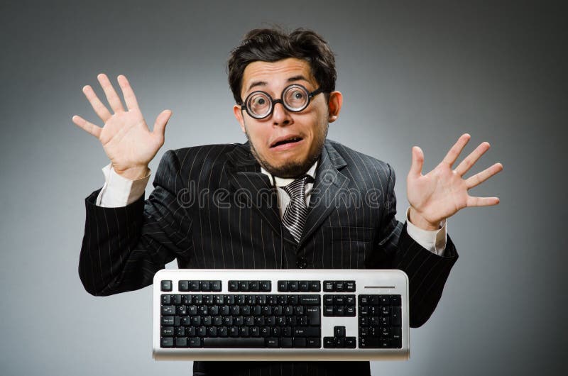 Comouter Geek with Computer Stock Photo - Image of expression ...