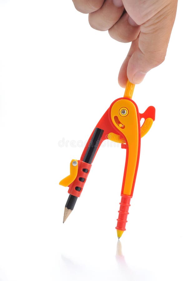 Compás del uso de la mano imagen de archivo. Imagen de herramienta ...