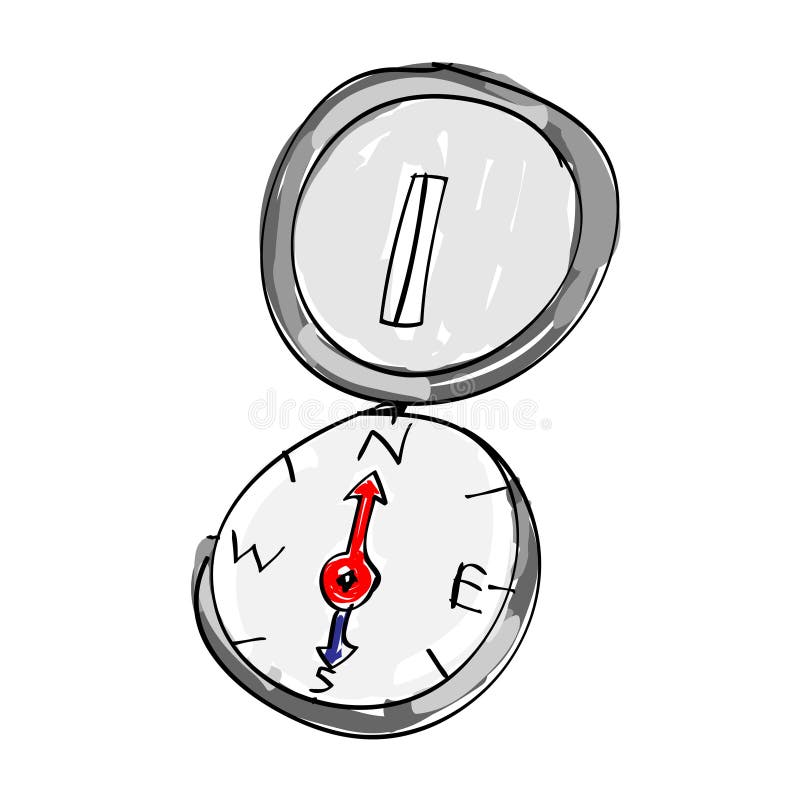 Compás Dibujado Mano En Blanco Ilustración del Vector - Ilustración de ...