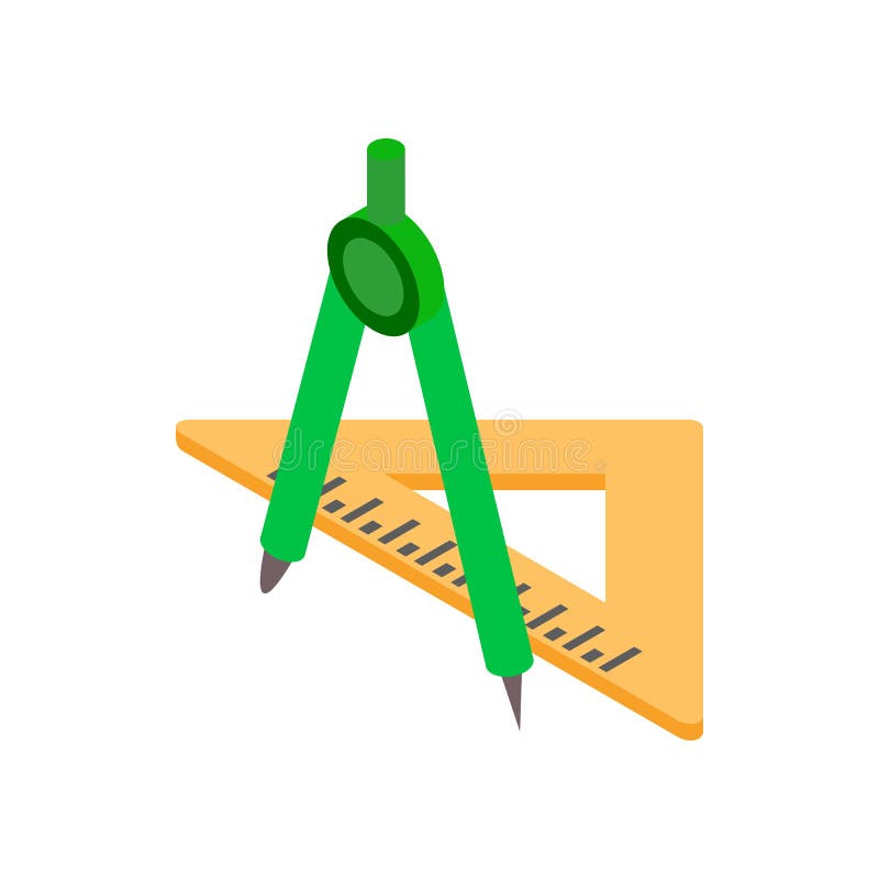 Compás E Icono Triangular De La Regla Stock de ilustración ...