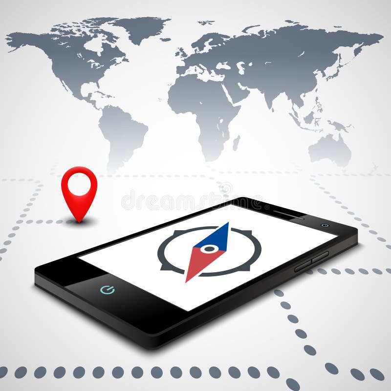 Compás en el smartphone ilustración del vector. Ilustración de oriente ...