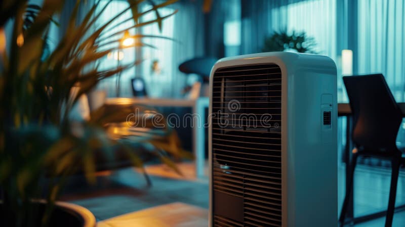 A Compact Air Conditioner Placed on a Table. Suitable for Cooling Small ...