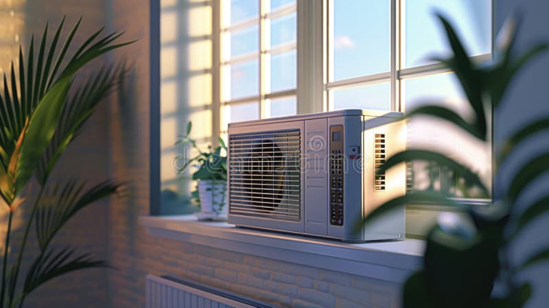 A Compact Air Conditioner Unit Sits on the Window Sill, Ready for Use ...