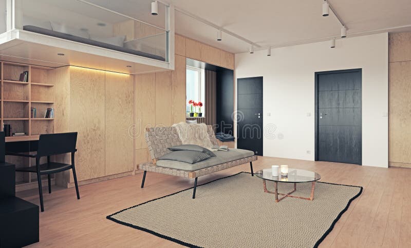 Compact Apartment Design Concept Stock Illustration - Illustration of ...