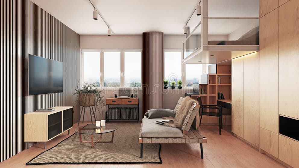 Compact Apartment Design Concept Stock Illustration - Illustration of ...