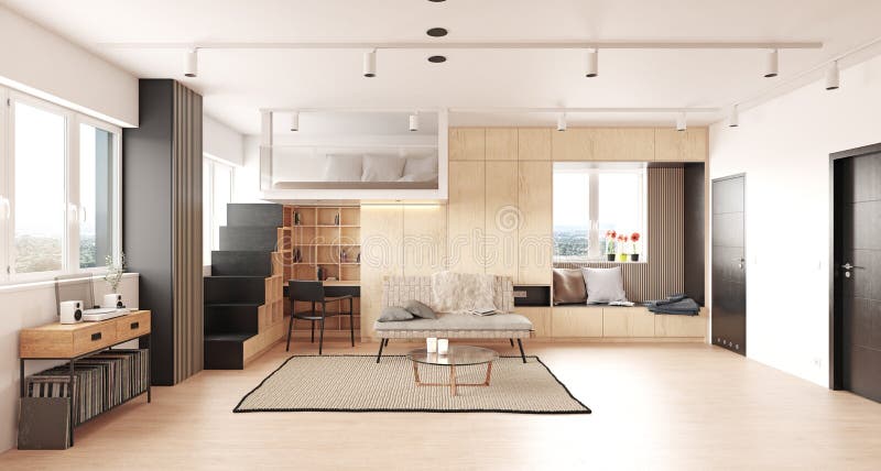 Compact Apartment Design Concept Stock Illustration - Illustration of ...