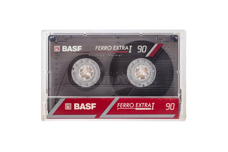 Compact Audio Cassette BASF Isolated. Back View Compact Audio Cassette BASF FERRO EXTRA 90 in ...